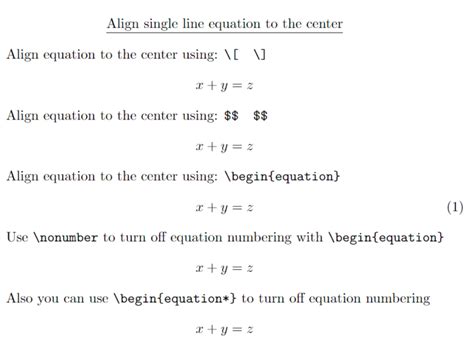 Align Equation To The Center In Latex Codespeedy