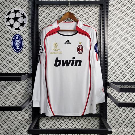 2006 AC Milan Retro Camisa 06 07 Homens Manga Curta Branco Futebol Alta