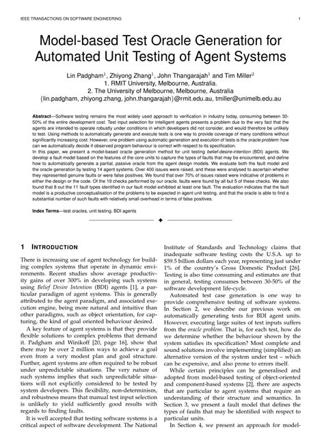 pdf model based test oracle generation for automated unit testing of agent systems