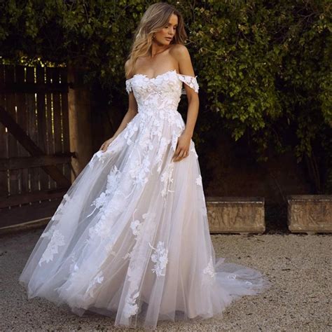 Lace Wedding Dress Off The Shoulder A Line Bride Dress Princess Wedding