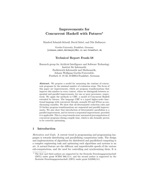 pdf improvements for concurrent haskell with futures