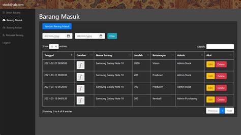 4 Tutorial Pembuatan Aplikasi Stock Barang Berbasis Web Menampilkan