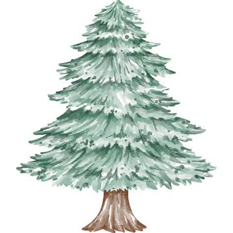 Christmas Tree Illustration Designed With Watercolor Graphics