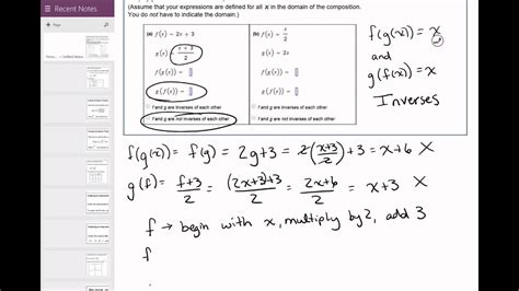 20 02 determining whether two functions are inverses of each other youtube