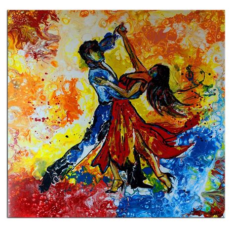 BURGSTALLER Tango Acrylic Painting Salsa Dancer Picture Hand Painted