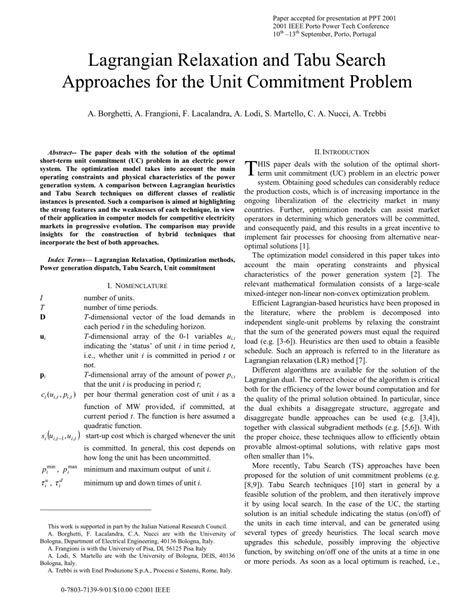 pdf lagrangian relaxation and tabu search approaches for the unit commitment problem