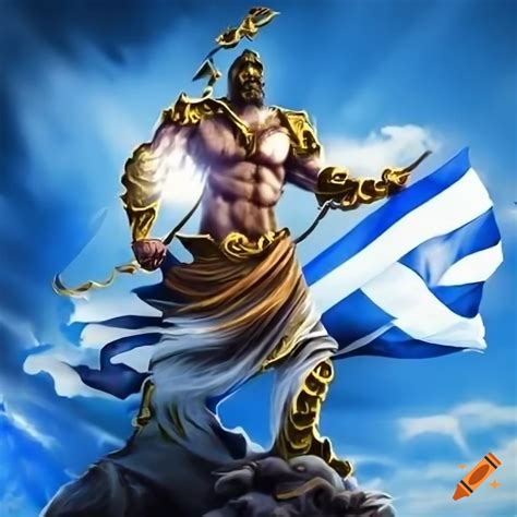 Image Of A Powerful Greek God With The Greek Flag On Craiyon