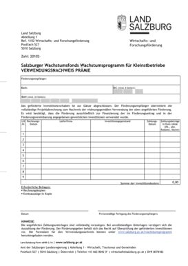 Ausfüllbar Online salzburg gv Verwendungsnachweis Formular fr Prmie pdf