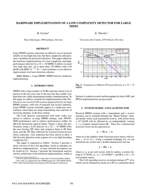 hardware implementation of a low complexity detector for large mimo pdf mimo matrix