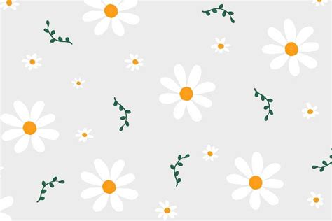 Daisy Flowers Patterned Background Vector Cute Hand Drawn Style Free