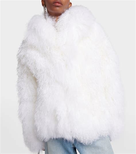 Faux Fur Cropped Coat In White The Attico Mytheresa