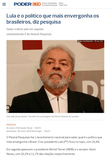 Poder 360 divulga pesquisa nacional realizado pela Paraná Pesquisas