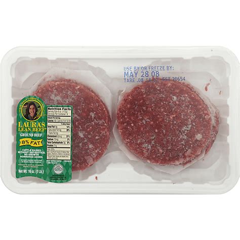 Lauras Beef Beef Ground 92 8 Patty 16 Oz Burger Patties VG S Grocery