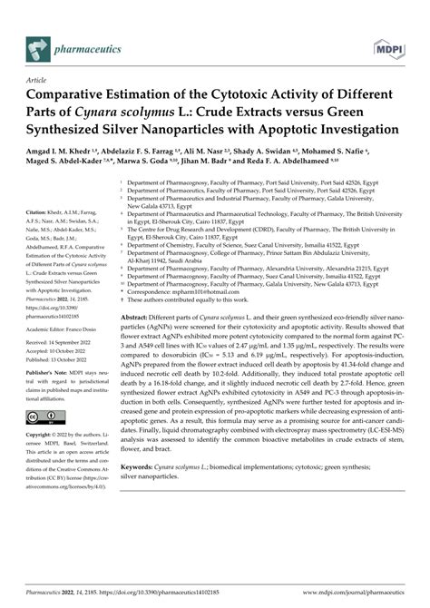 PDF Comparative Estimation Of The Cytotoxic Activity Of Different