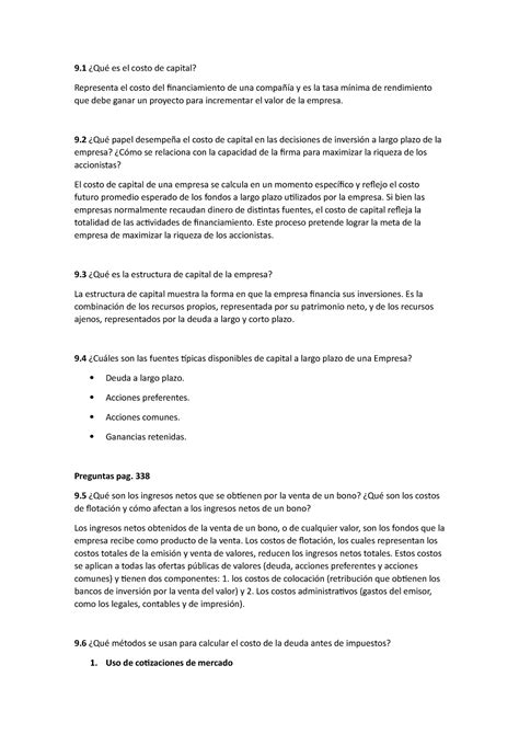 Chepia guias bqtp 9 Qué es el costo de capital Representa el