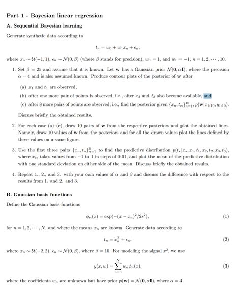 solved part 1 bayesian linear regression a sequential
