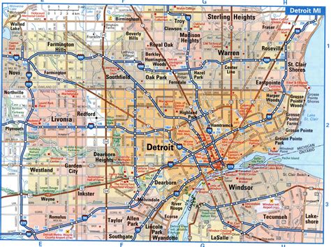 Detroit City Interstate Highway Map Road Free Toll I75 I94 I94 I96