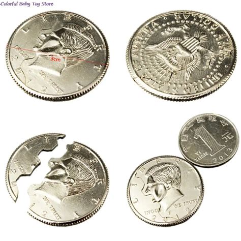 2016 New Close Up Street Magic Trick Bite Coin Bite And Restored Half