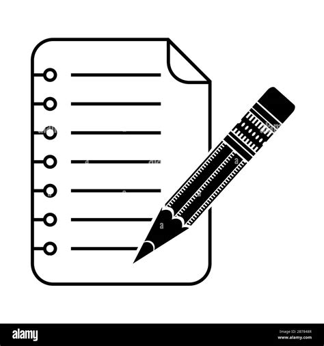 Lápiz Con El Icono Línea De Bloc De Notas Abierta Símbolo De Cuaderno