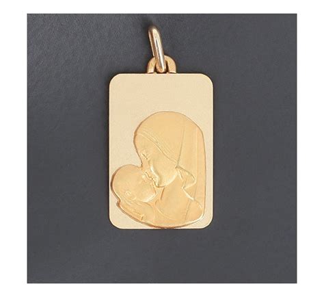 Médaille de baptême Vierge à l Enfant en or jaune 750 B10218