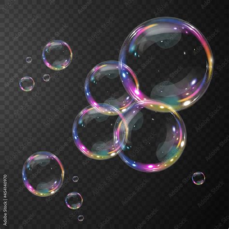 Vecteur Stock Bubble PNG Set Of Realistic Soap Bubbles Bubbles Are