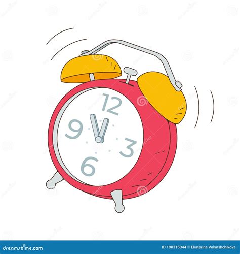 The Alarm Clock Is Ringing At Noon Vector Illustration Isolated On