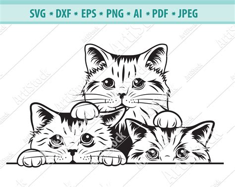 Cat Svg Black Cat Svg Peeking Cat Clipart Peeping Cat Svg Etsy
