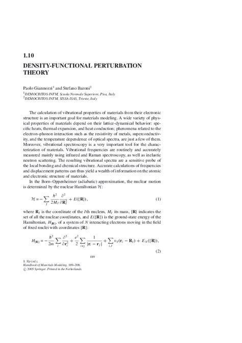 pdf density functional perturbation theory paolo giannozzi