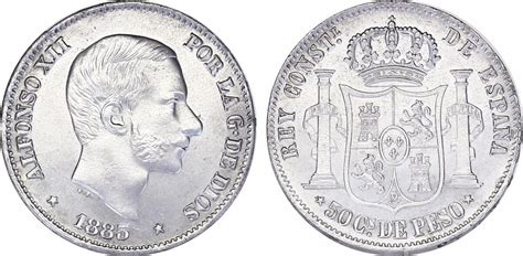 Philippinen 50 Centimos 1885 Alfons XII 1874 1885 CH UNC MA Shops