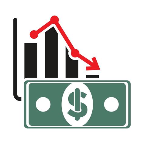 Recession Or Stock Market Crash Icon With Downtrend Chart Isolated On