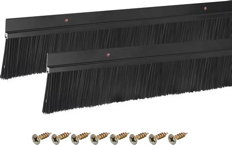 Uxcell 2Pcs Door Brush Bottom Sweep H Shape Aluminum Alloy Base With 2
