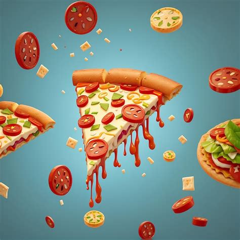 Pizza Slice Derretido Flotante Icono De Dibujos Animados Vectorial