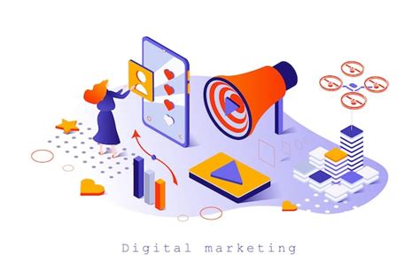 Premium Vector Digital Marketing Concept In 3d Isometric Design