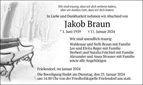 Traueranzeigen Von Jakob Braun Trauer HNA De