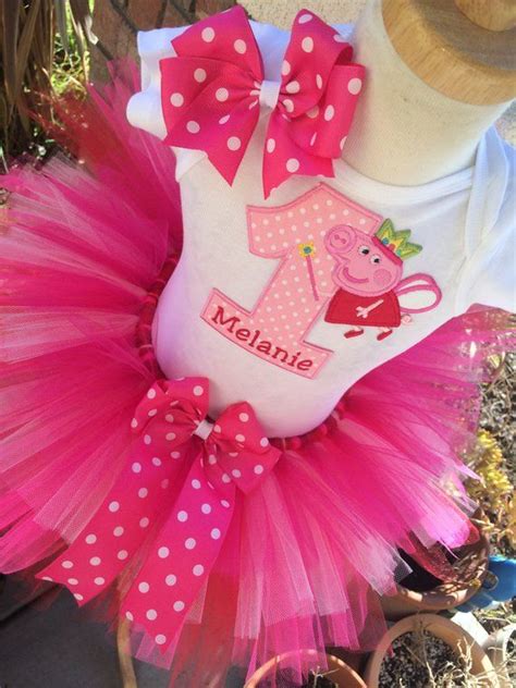Peppa Pig Birthday Tutu Outfit Dress Set Handmade 1st 2nd 3rd In Red