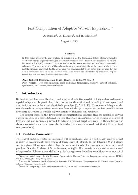 pdf fast computation of adaptive wavelet expansions