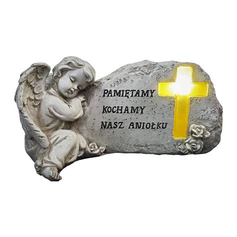 Znicz Figurka ANIOŁ STRÓŻ na grób DZIECKA SYNA CÓRKI Podświetlany