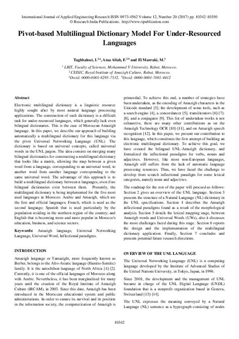pdf pivot based multilingual dictionary model for under resourced languages mohamed el