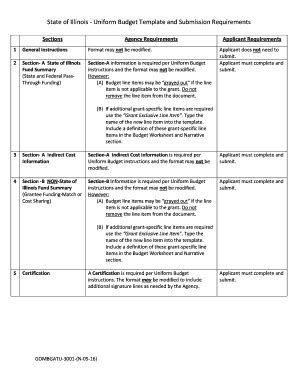 Fillable Online State Of Illinois Uniform Budget Template And