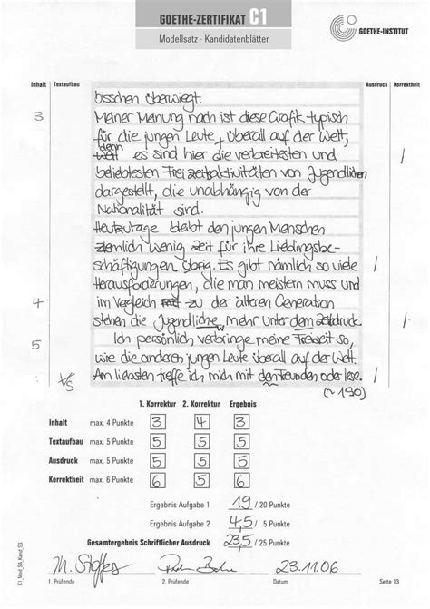 Goethe Institut C1 Pruefung Beispiel