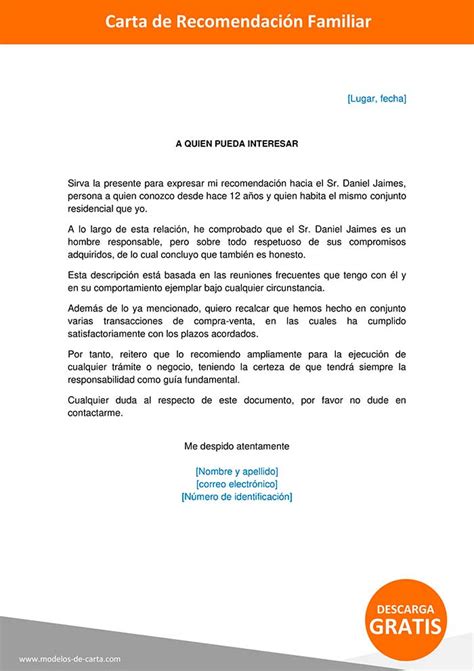 Carta de Recomendación Modelos y Ejemplos para Descargar Gratis