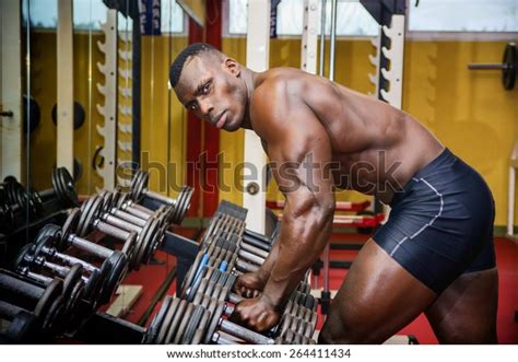 Handsome Black Male Bodybuilder Resting After Stock Photo