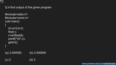 c programming quiz for lecture no 18 youtube