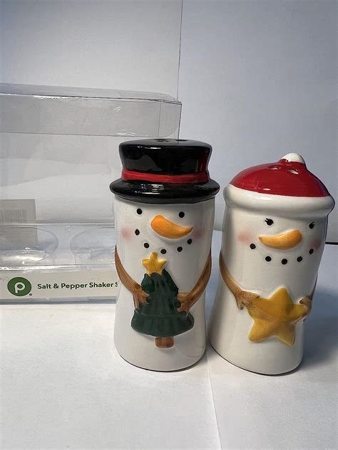 Amazon Publix Christmas Snowman Snowwoman Salt And Pepper Shakers