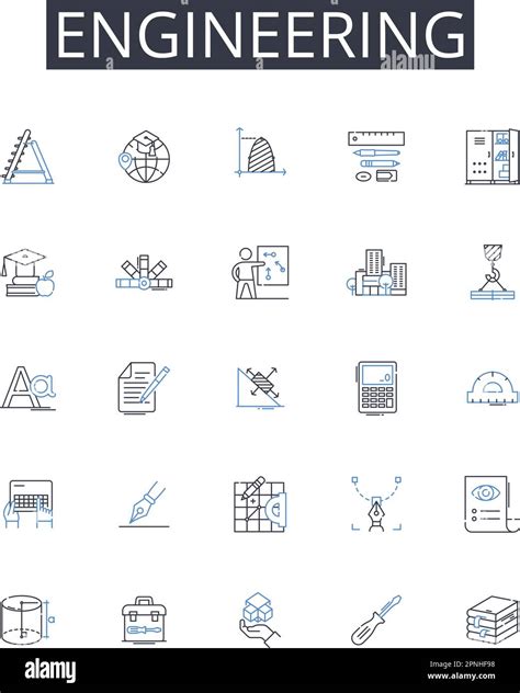 Engineering Line Icons Collection Design Construction Development