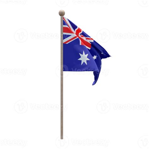 Australia 3d Illustration Flag On Pole Wood Flagpole 11235128 PNG