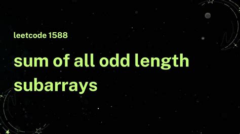 Sum Of All Odd Length Subarrays Using Java YouTube