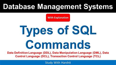 Different Types Of SQL Commands DDL DML DCL And TCL In DBMS YouTube