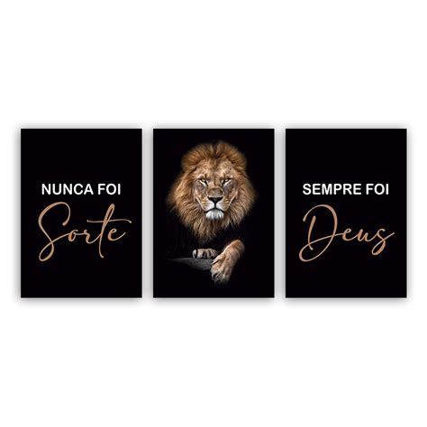 Quadros decorativo para sala Leão de judá Nunca foi sorte Sempre foi