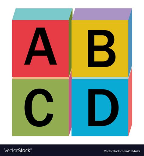Wooden Alphabet Cubes With Letters A B C D Vector Image